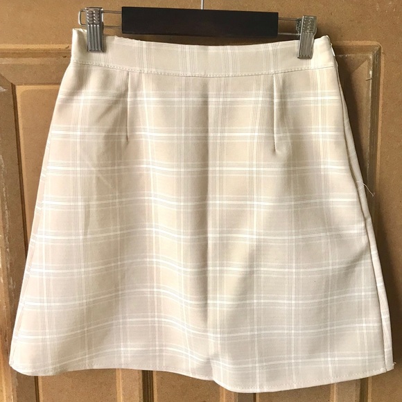 Skirts | Chic Creamy Tan Grid Skirt | Poshmark